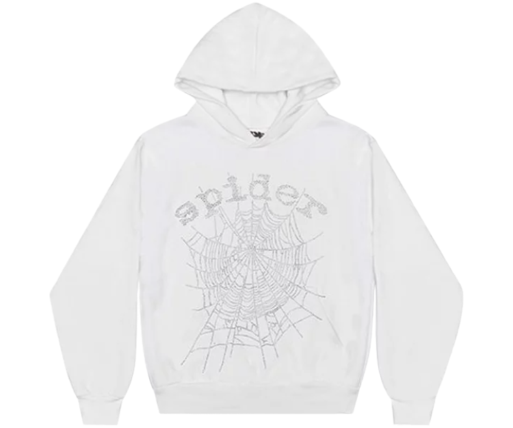 Sp5der OG Rhinestone Hoodie 'White' – BALAZS KICKS