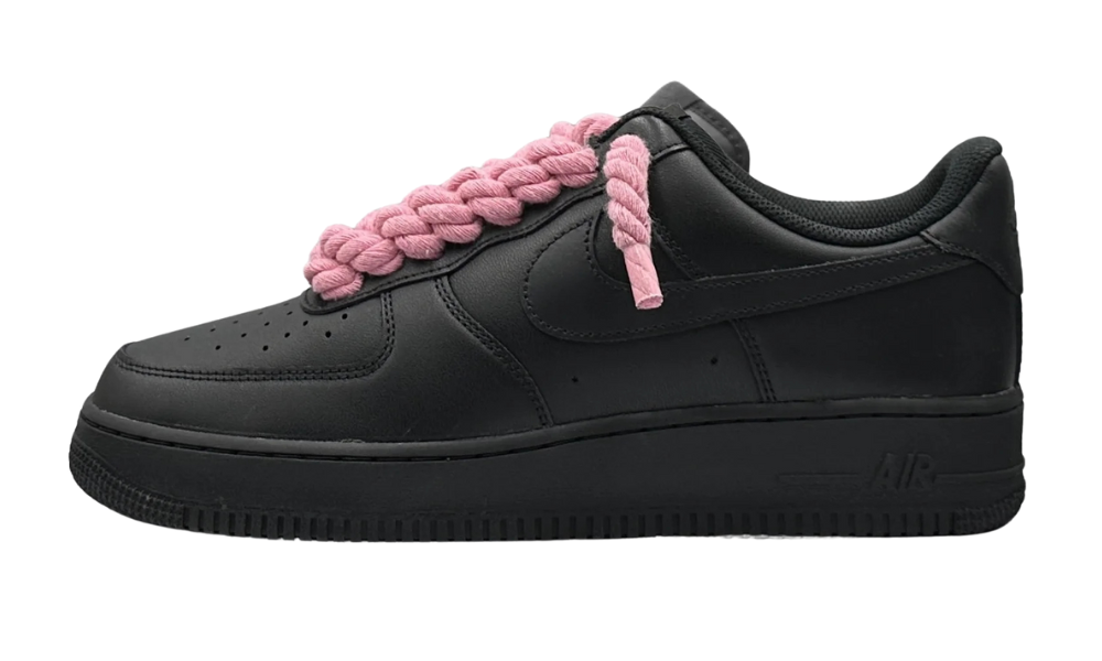 Nike Air Force 1 Black Chunky Rope Laces Pink